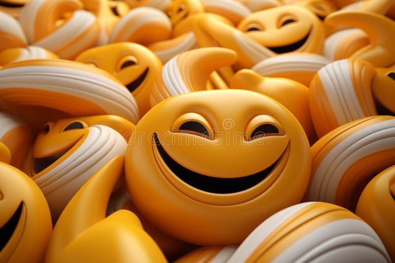 A Group of Yellow Smiley Faces in a Pile Stock Illustration ...