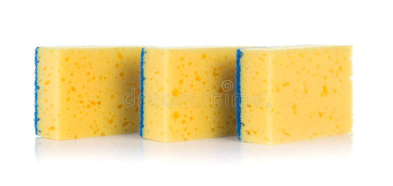 Group of Yellow Sponges for Cleaning Ware Isolated on White Background ...