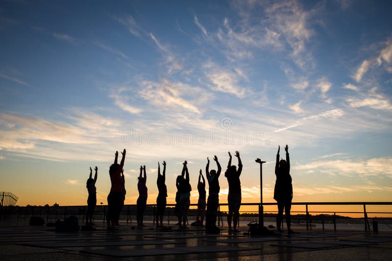 Yoga at Sunrise stock photo. Image of moving, dancing - 12674732