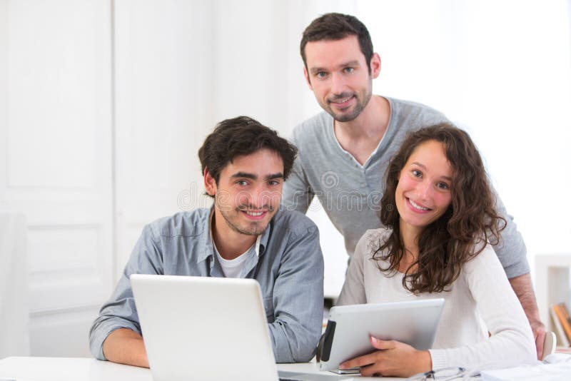 Group of Young Active People Working Together Stock Photo - Image of ...