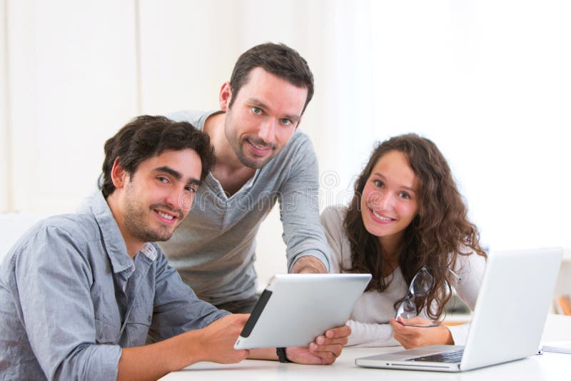 Group of Young Active People Working Together Stock Photo - Image of ...