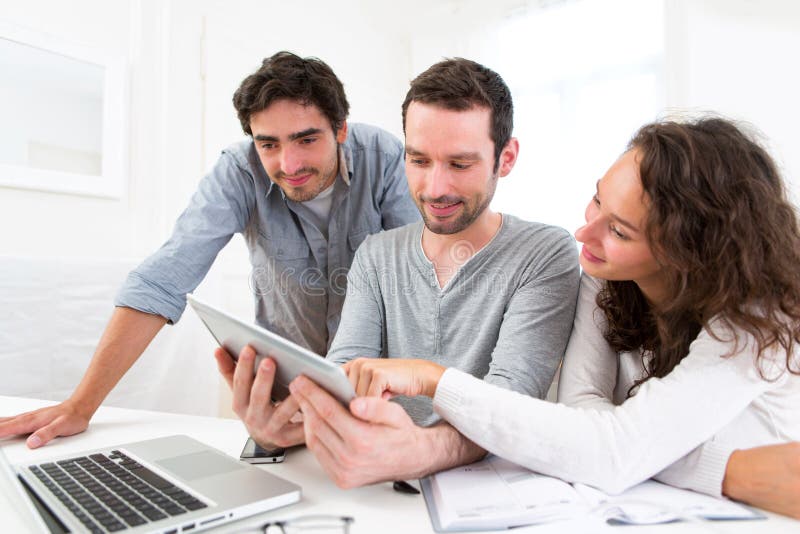 Group of Young Active People Working Together Stock Photo - Image of ...