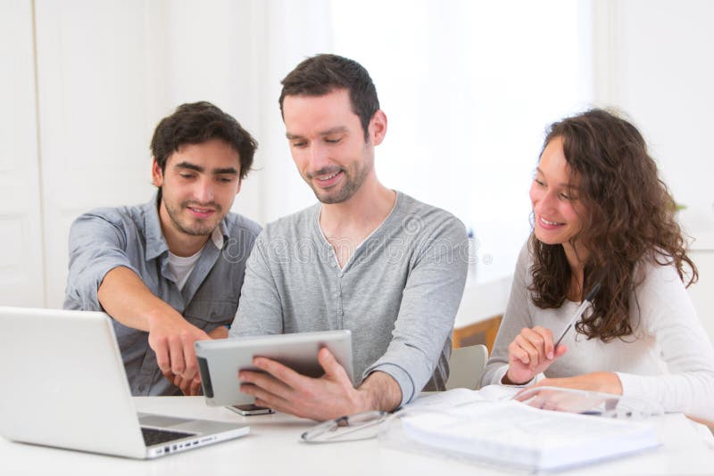 Group of Young Active People Working Together Stock Photo - Image of ...