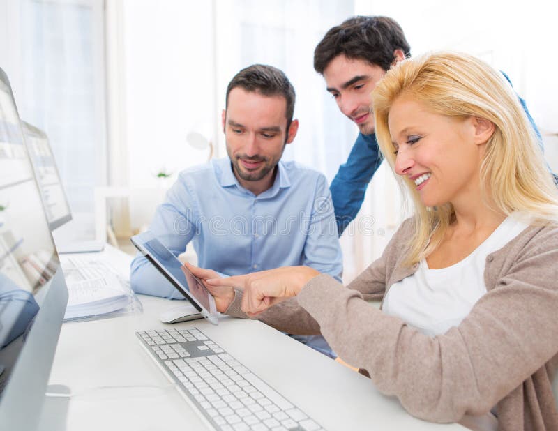 Group of Young Active People Working Together Stock Image - Image of ...