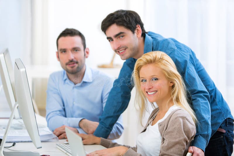 Group of Young Active People Working Together Stock Photo - Image of ...