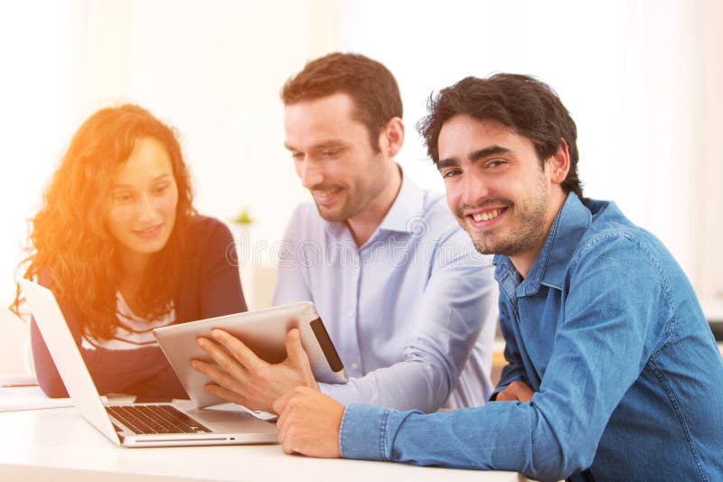 Group of Young Active People Working Together Stock Image - Image of ...