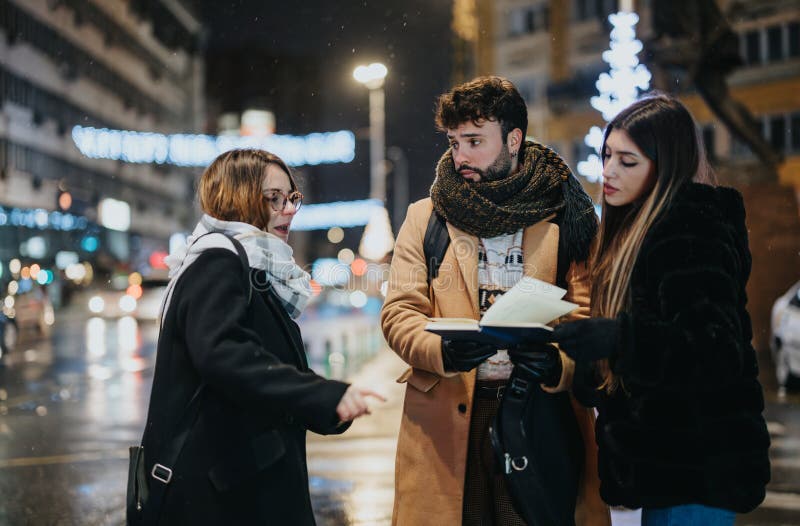 Young People Collaborating Outdoors on an Evening Project. Stock Image ...