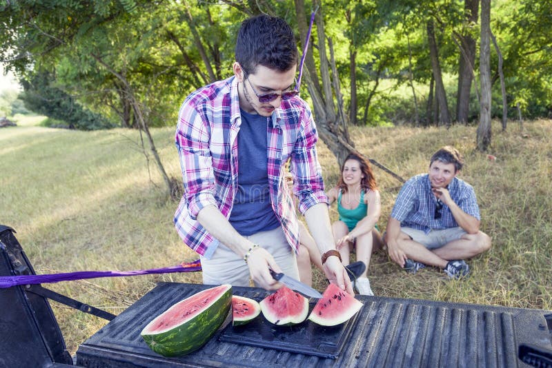Group of Young Adults Have Fun and Eating Stock Photo - Image of eating ...