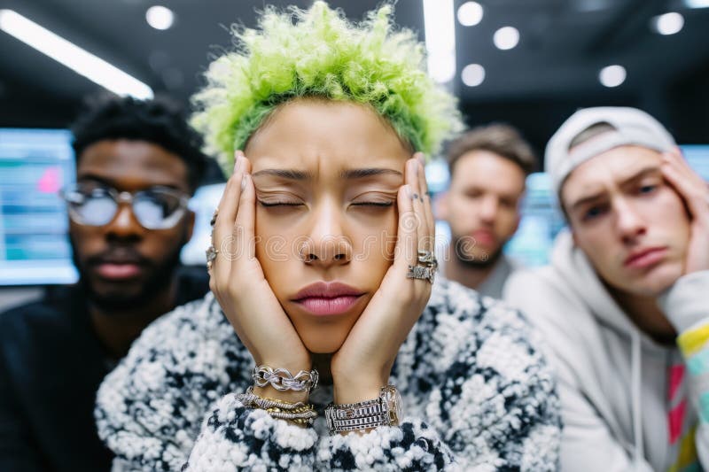 Group of Young Adults Showing Frustration while Working on Modern ...