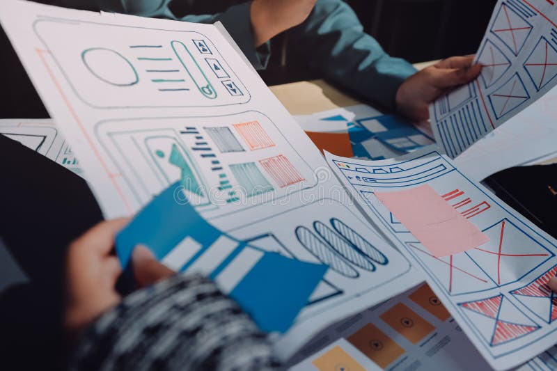 Group of Young Application Developers Analyzing Uxui Mobile App ...