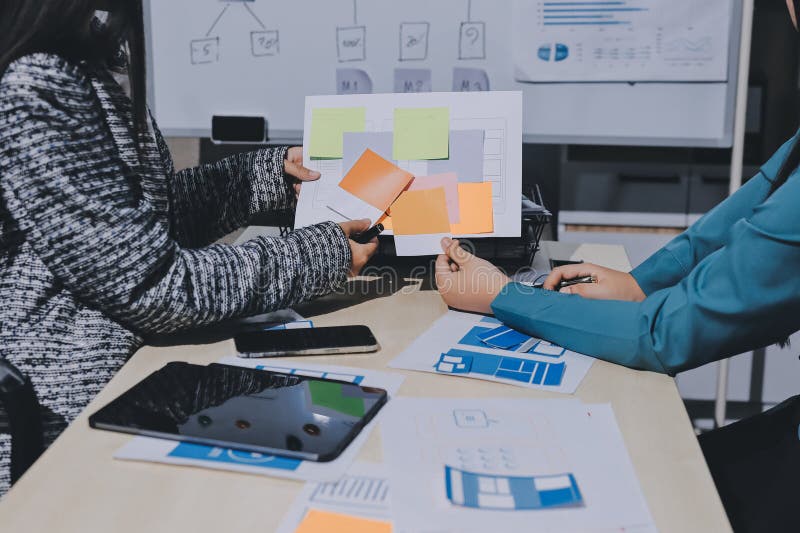 Group of Young Application Developers Analyzing Uxui Mobile App ...