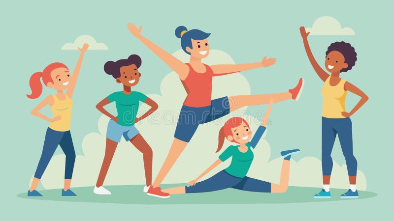 A Group of Young Athletes Performs Synchronized Stretches and Warmup ...