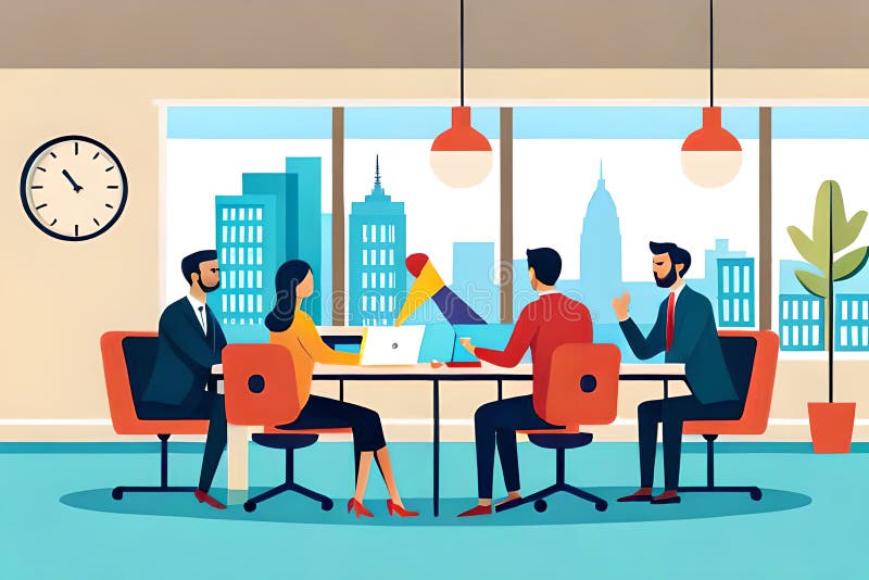 Group of Young Business People Collaborating, Solving Problems ...