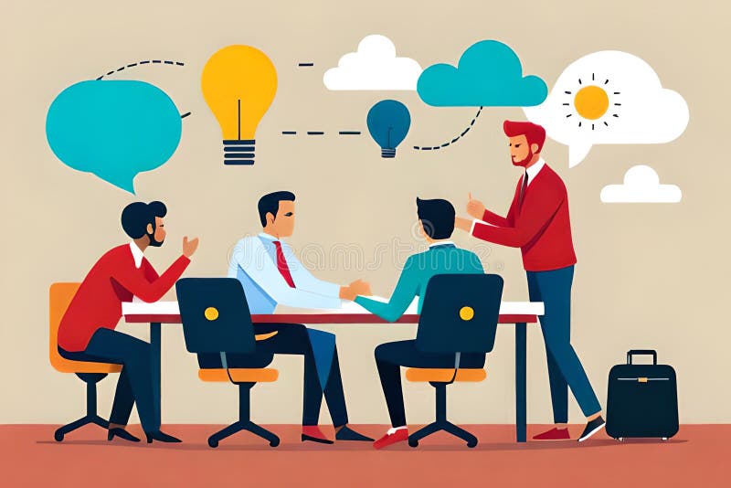 Group of Young Business People Collaborating, Solving Problems ...