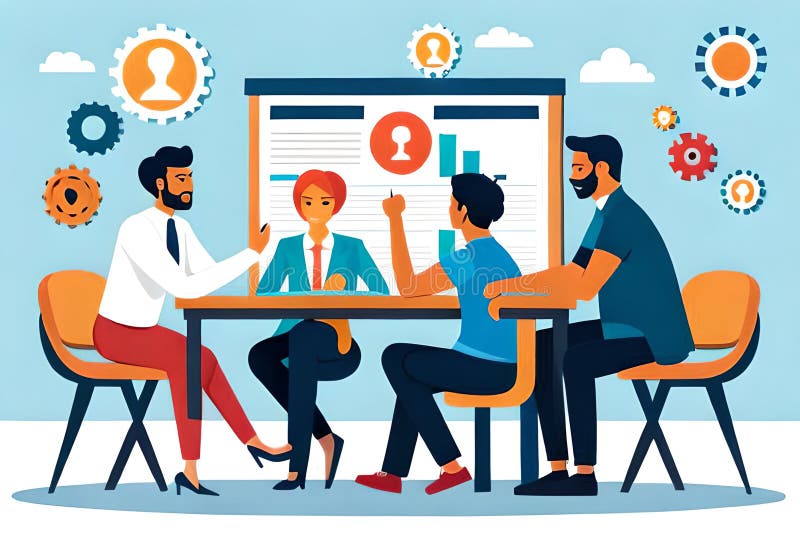 Group of Young Business People Collaborating, Solving Problems ...