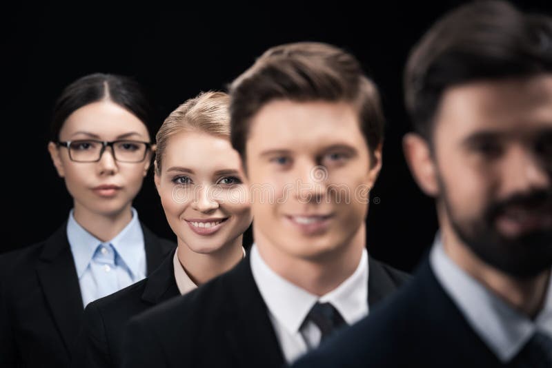 Group of Young Business People Standing in Row Stock Photo - Image of ...