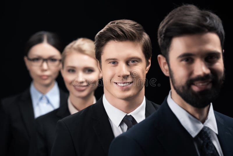 Group of Young Business People Standing in Row Stock Image - Image of ...