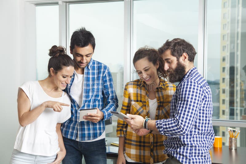 Group of Young Business People with Technology Stock Image - Image of ...