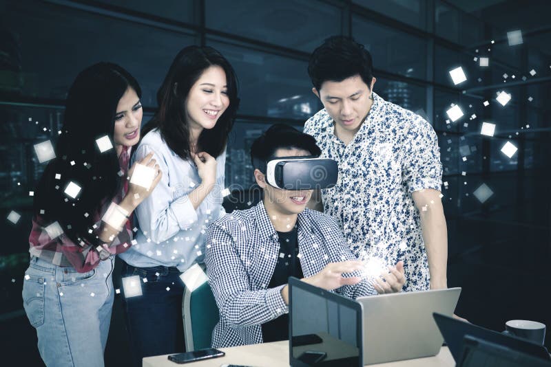 Young Business People Working with Virtual Screen Stock Image - Image ...