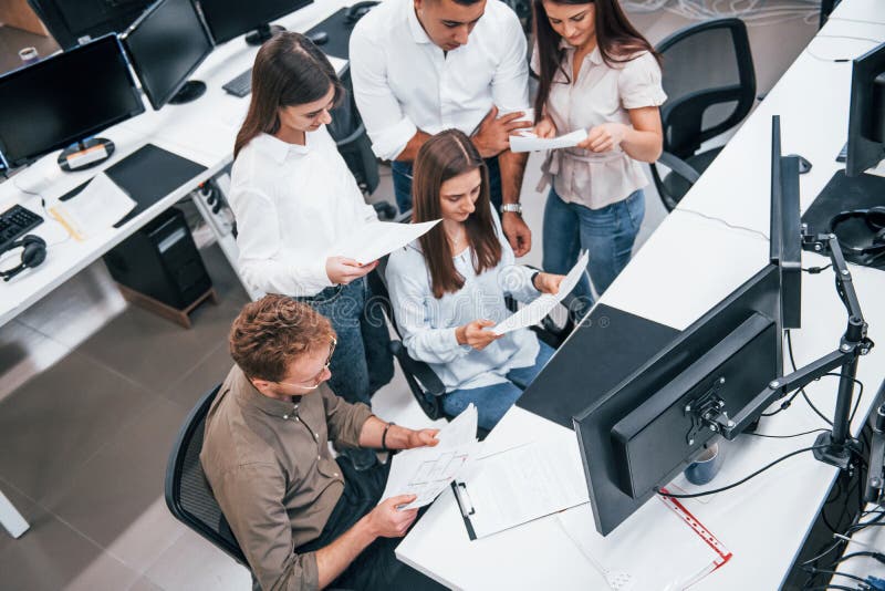 Group of Young Business People that Working by Computers in the Modern ...