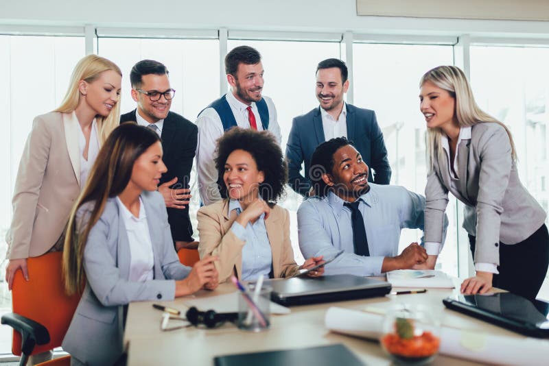 Young Business People Working Together in Creative Office. Selective ...