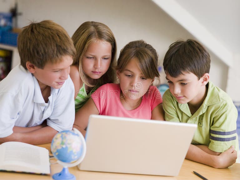 Group of Young Children Doing Their Homework Stock Image - Image of ...