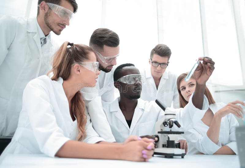Group of Young Clinicians Experimentation in Research Laboratory Stock ...