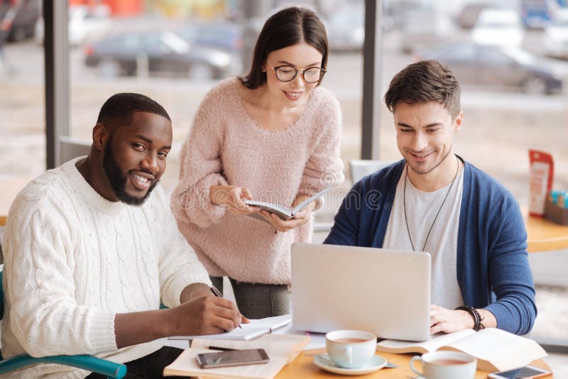 Group of Young Colleagues Working Together Stock Image - Image of cafe ...