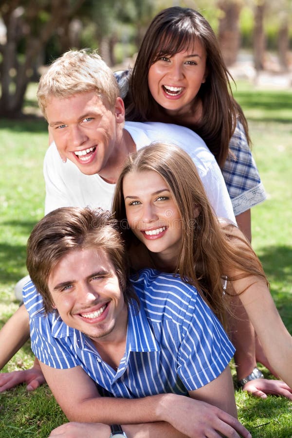 Group of Young Couples Enjoying Stock Photo - Image of park, handsome ...