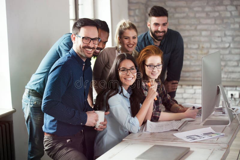 Group of Young Designers Working As Team Stock Image - Image of meeting ...