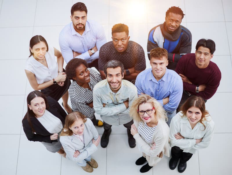 Group of Young Different People Looking Up Stock Photo - Image of male ...
