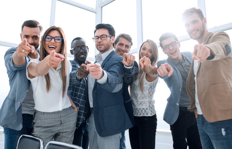 Group of Young Employees Pointing at You Stock Photo - Image of ...