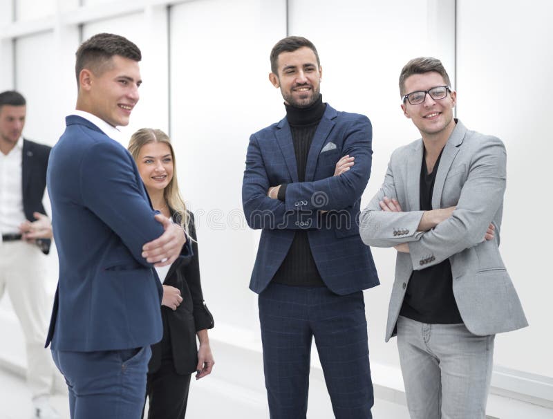 Group of Young Employees Standing in the Office. Stock Photo - Image of ...