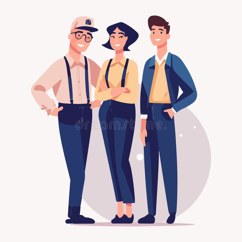 Group of Young Friendly People. Man and Woman Professionals Vector ...