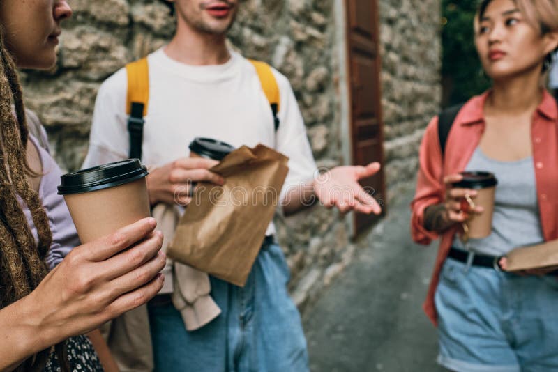 Group of Young Friends Communicating Outdoors Stock Image - Image of ...