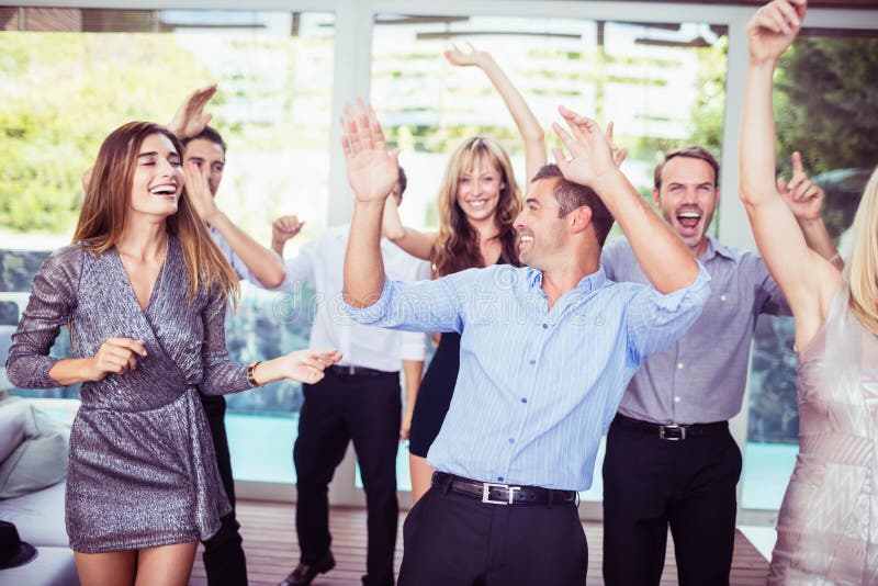 Group of Young Friends Dancing Stock Photo - Image of energetic ...
