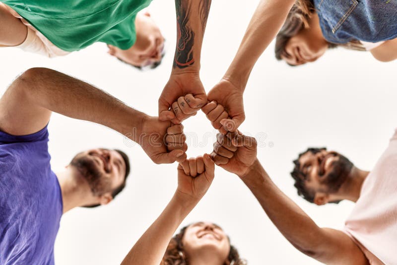 Group of Young Friends with Fists Together Stock Photo - Image of fists ...