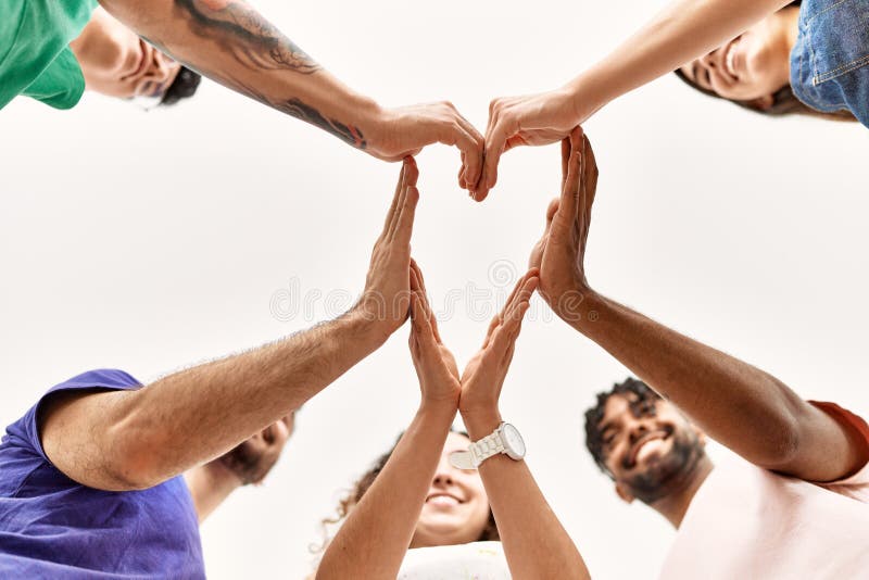 Group of Young Friends with Hands Together Doing Heart Symbol Stock ...