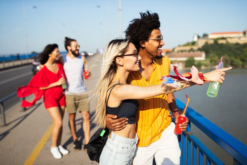 Group of Young Friends Having Fun Together Outdoor Stock Photo - Image ...