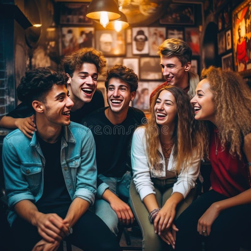 Group of Young Friends Having a Good Time, Good Friends. Fun Times ...