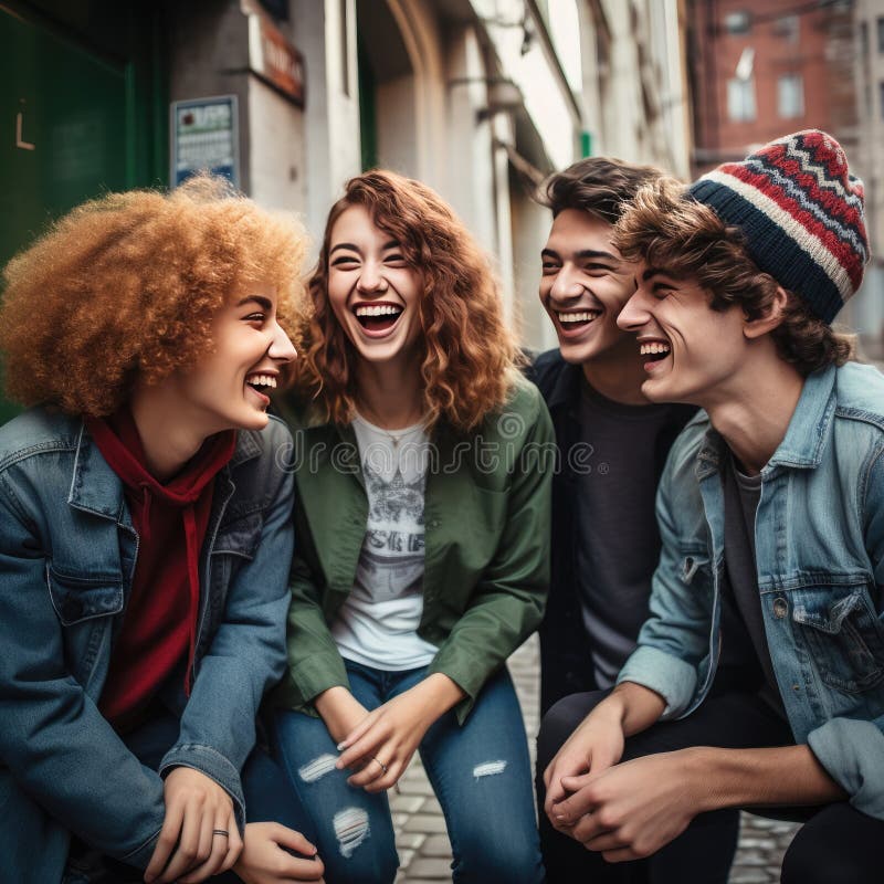 Group of Young Friends Having a Good Time, Good Friends. Fun Times ...