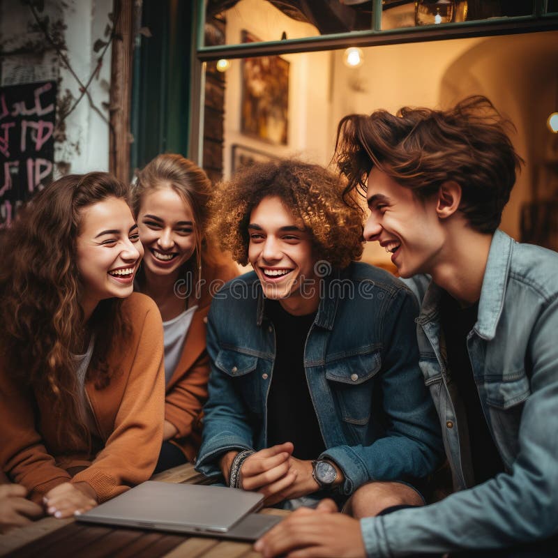 Group of Young Friends Having a Good Time, Good Friends. Fun Times ...