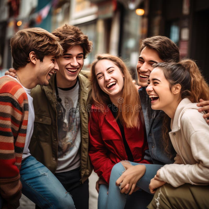 Group of Young Friends Having a Good Time, Good Friends. Fun Times ...