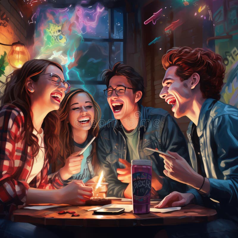 Group of Young Friends Having a Good Time, Good Friends. Fun Times ...