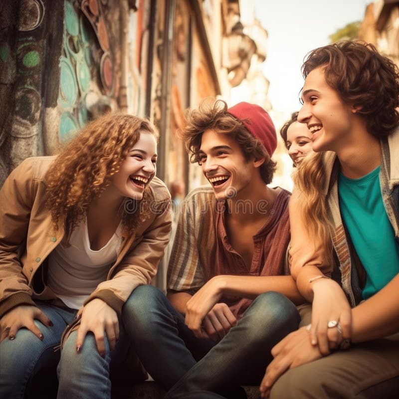 Group of Young Friends Having a Good Time, Good Friends. Fun Times ...