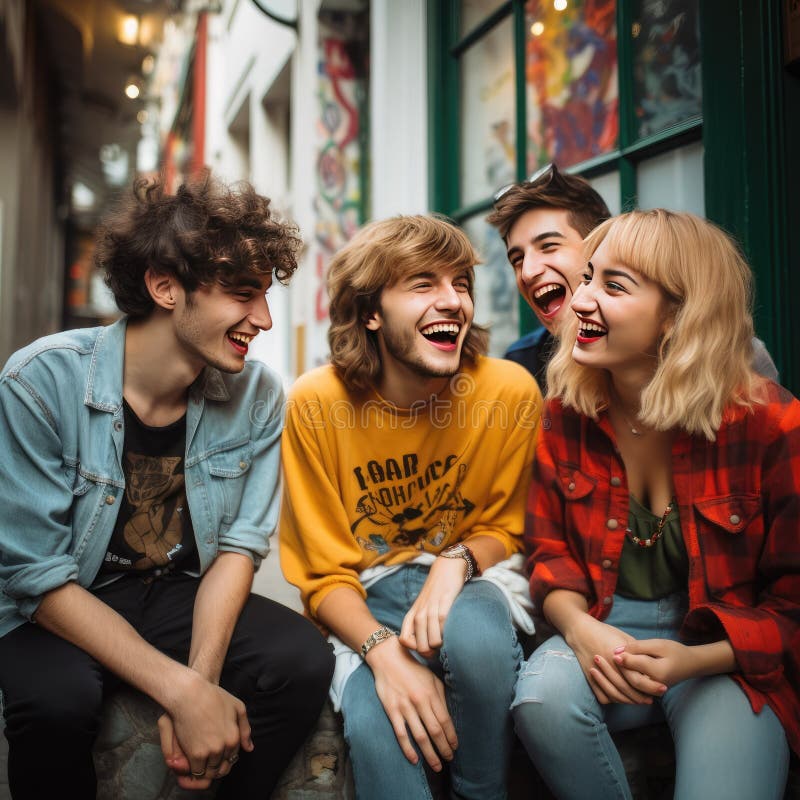 Group of Young Friends Having a Good Time, Good Friends. Fun Times ...