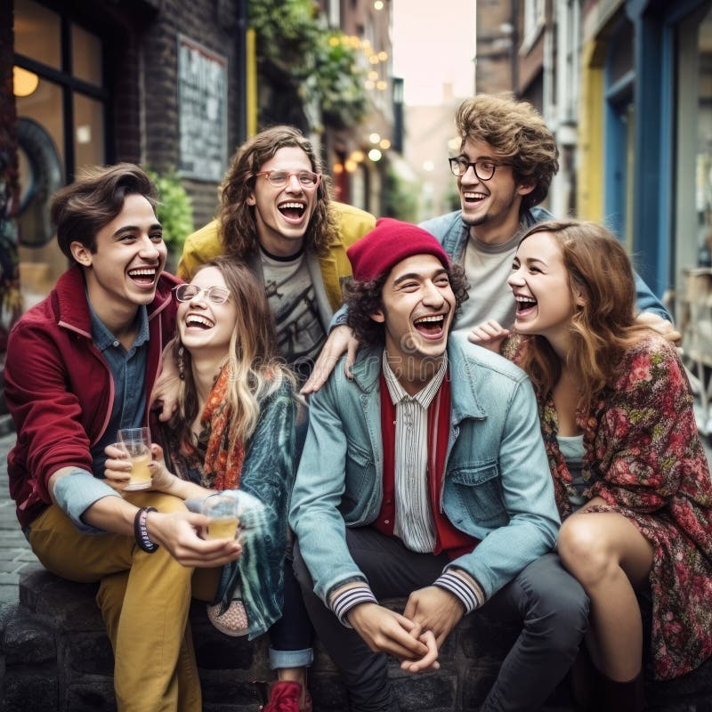 Group of Young Friends Having a Good Time, Good Friends. Fun Times ...