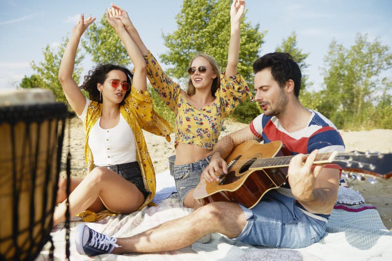 Group of Friends Having Great Fun on the Beach Stock Image - Image of ...