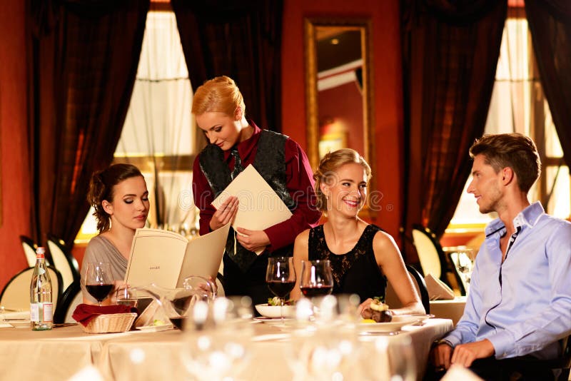 Group of Young Friends in Restaurant Stock Image - Image of beautiful ...