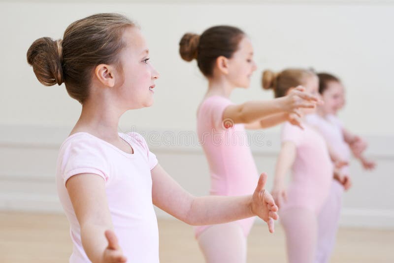 Group of Young Girls in Ballet Dancing Class Stock Image - Image of ...